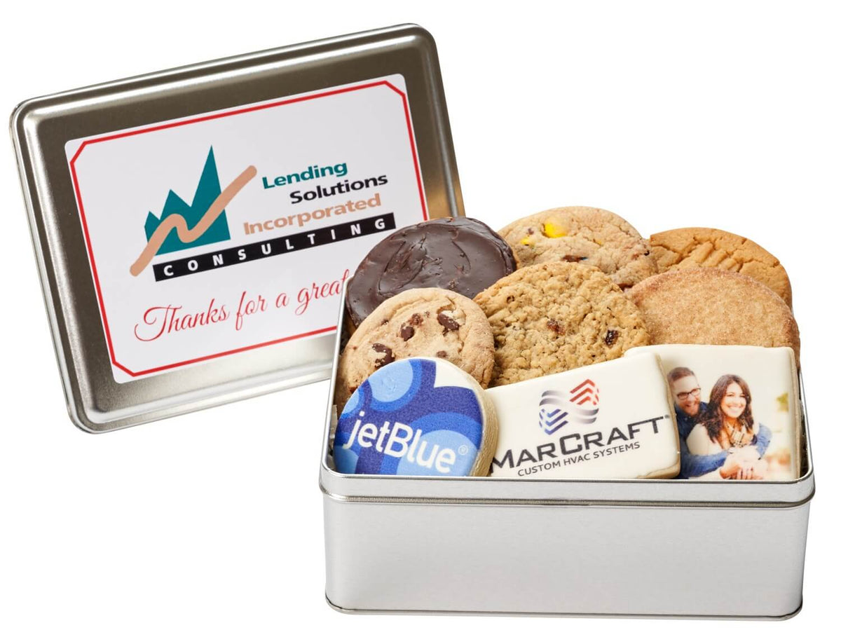 Custom Logo Cookie Tin | Branded Cookies Gift | Cookie Bouquets