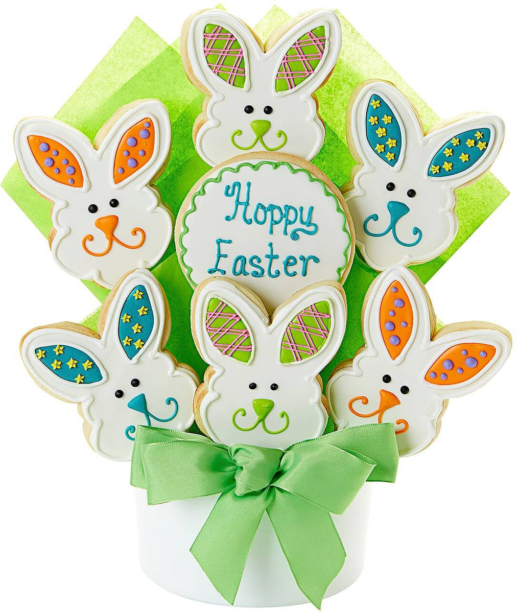 Hoppy Easter Cookie Bouquet | Hand-Decorated Bunny Cookies | Cookie ...