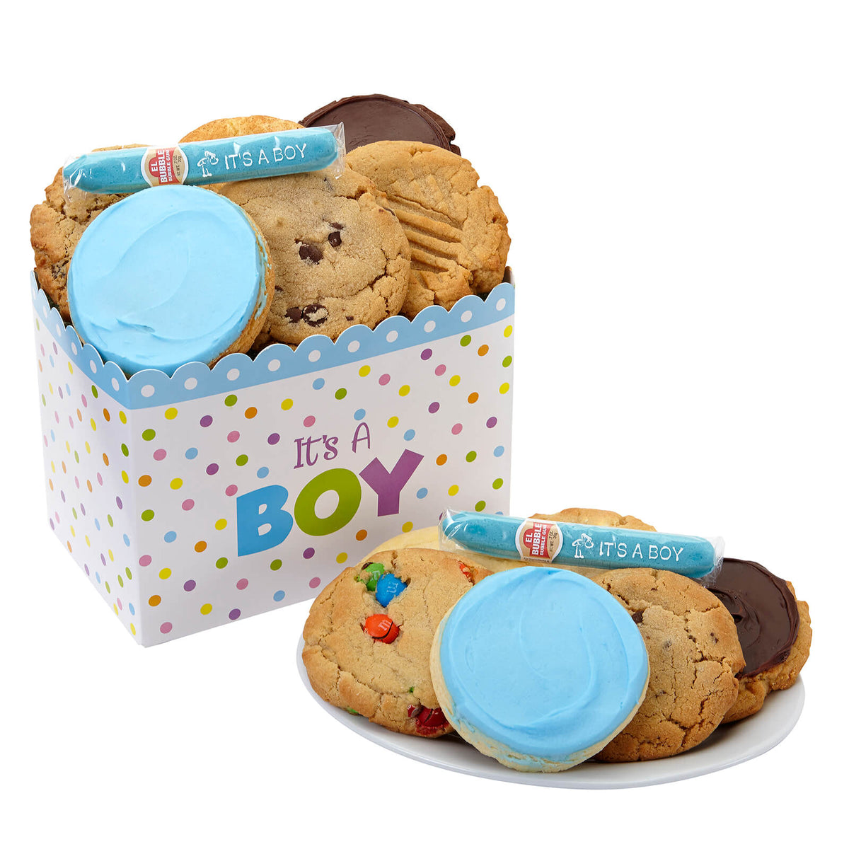 Baby Boy Cookie Gift | Gourmet Cookies & Bubblegum Cigars | Cookie Bouquets